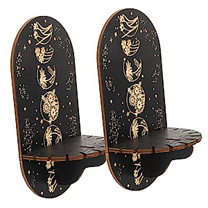 Amosfun 6 pcs Wall Oil Mount Shelves Supplies Organizer Bed Bohemian Stone for Crystal Moon Rustic Hanging Mounted Phase Rack Decoration Gems Floating Essential Wooden Delicate Display