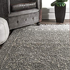 nuLOOM Vasiliki Moroccan Tribal Shag Area Rug, 3' x 5', Silver