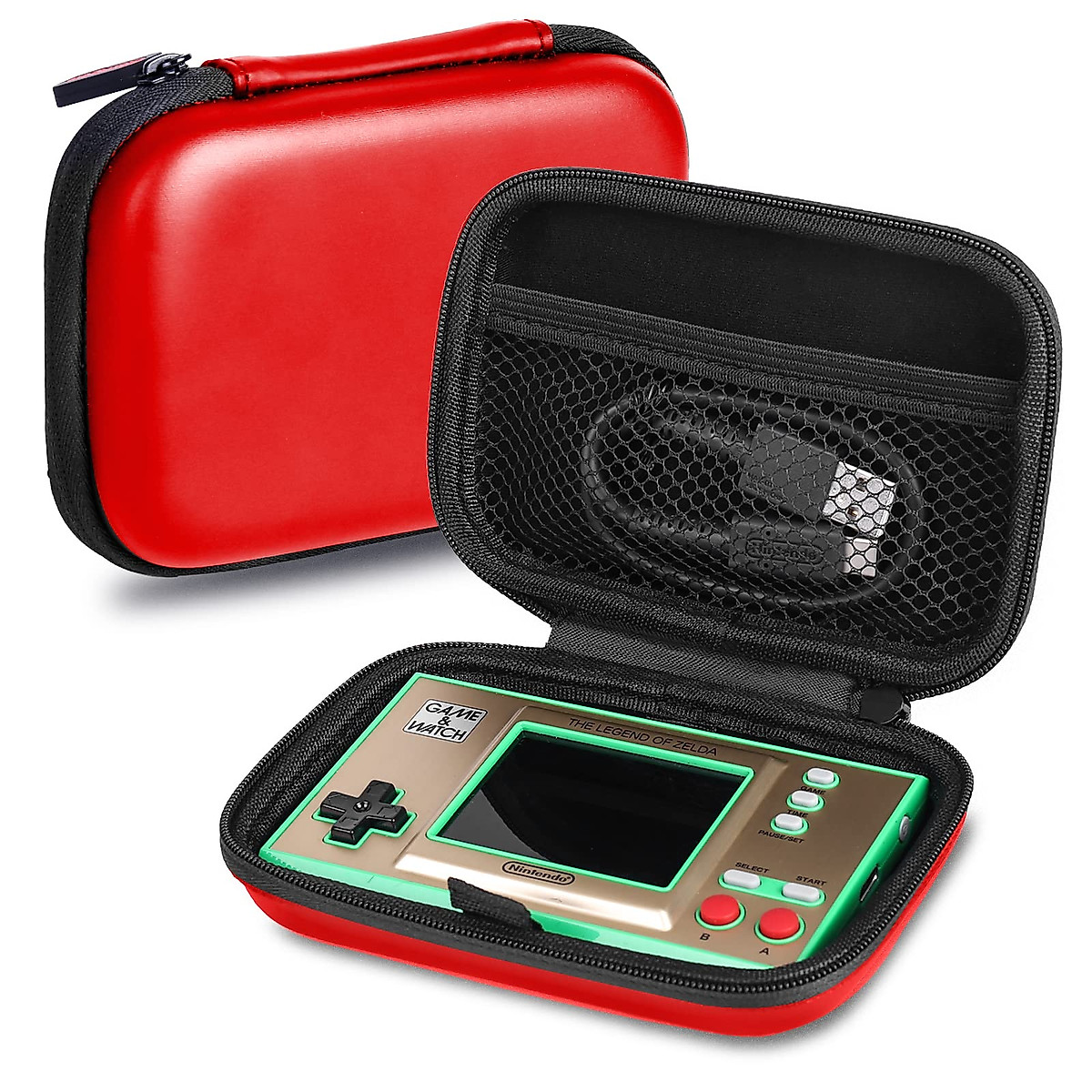 Hard Carrying Case for Nintendo Game & Watch, Protective Storage Organizer Cases Compatible with Game & Watch:Super Mario Bros,The Legend of Zelda,Extra Mesh Pocket for Charging Cables,Red