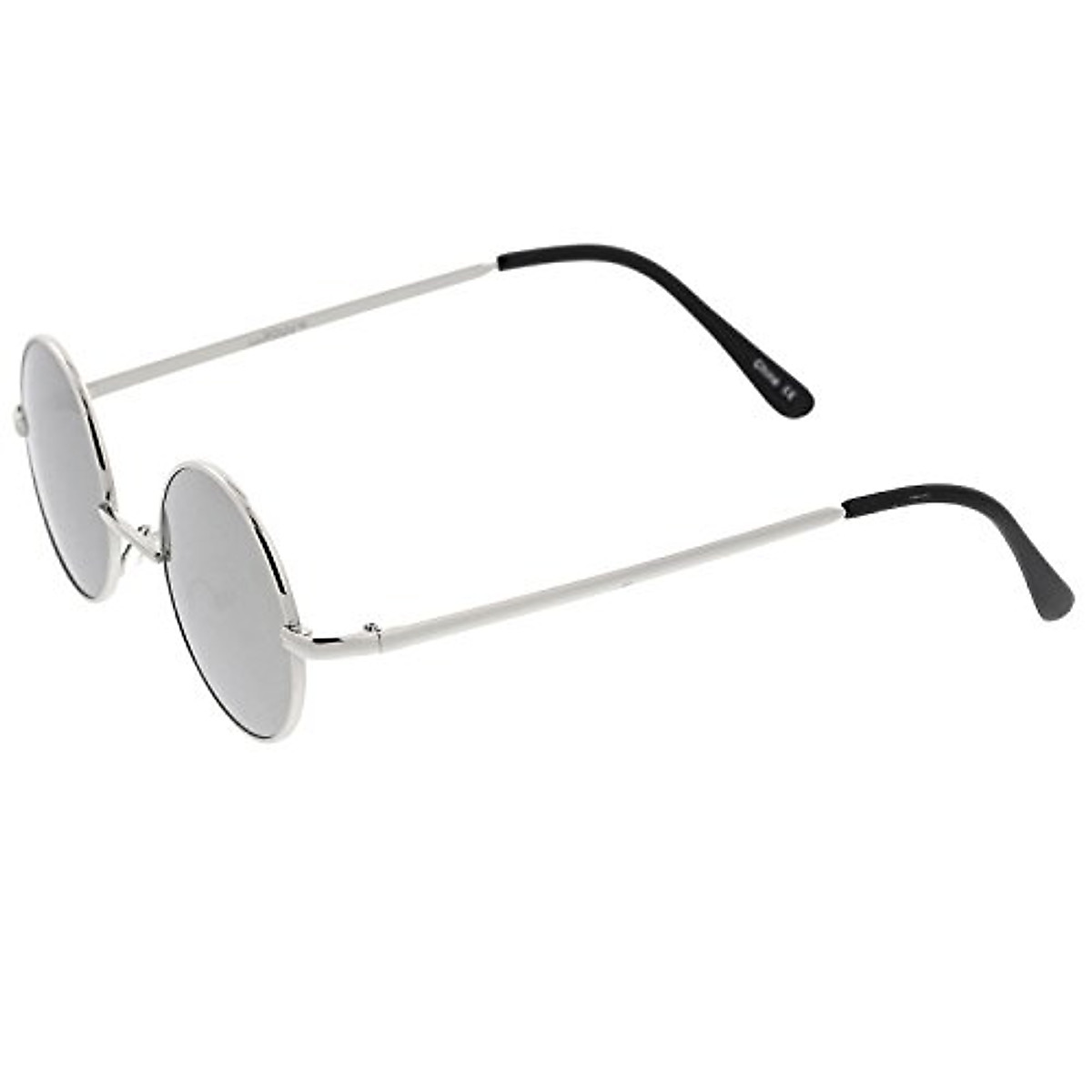 zeroUV Small Retro Lennon Style Colored Mirror Lens Round Metal Sunglasses 41mm (Silver/Silver Mirror)