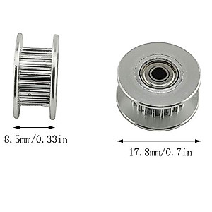 E-outstanding 2pcs 20 Teeth 3mm Bore Idler Timing Pulley with Bearing 2GT Aluminium Alloy H Type GT2 Synchronous Wheel for 6mm Width Belt 3D Printer CNC Mechanical Drive Silver