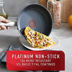 T-fal Platinum Stainless Steel Fry Pan 12 Inch Induction Oven Safe up to 500F Cookware, Pots and Pans, Dishwasher Safe Silver