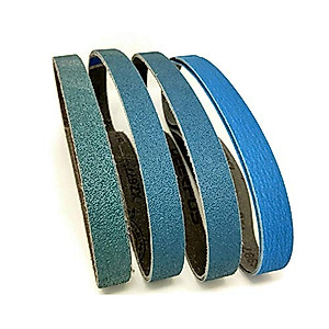3/8 Inch x 13 Inch Zirconia Sanding Belts, 4 Each of 40/60/80/120 Assorted Grits, Belt Sander Tool for Woodworking, Metal Polishing (16 Pack)