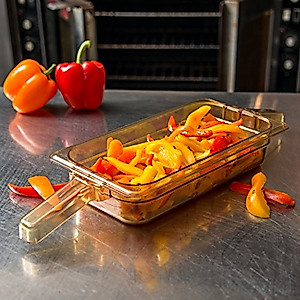 Carlisle FoodService Products 30860HH13 StorPlus High Heat Food Pan With 2 Handles, 2.5" Deep, Third Size, Amber, 1/3 Size (Pack of 6)