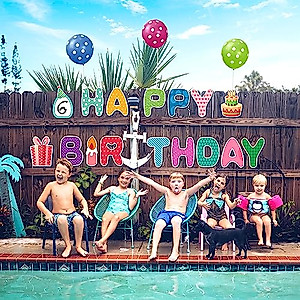 16Pcs Happy Birthday Yard Sign with Stakes, 15" Large Birthday Yard Signs Outdoor Lawn Decorations, A Writable Whiteboard & 3 Real Balloons, Weatherproof Corrugated Board