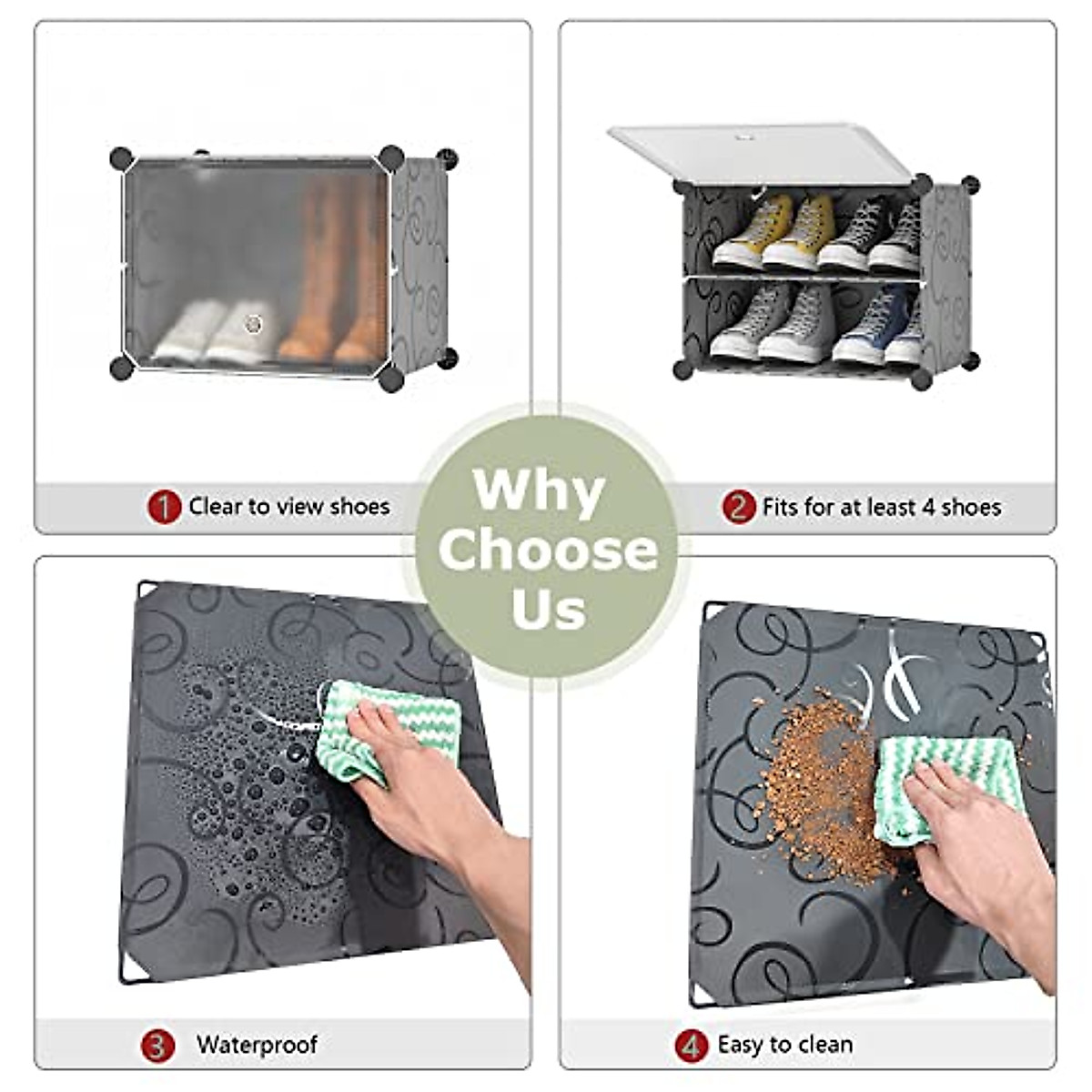 FUNLAX Shoe Rack, 8 Tier Plastic Shoe Storage Cabinet 48 Pairs Shoe Rack Organizer with Door for Closet Entryway Taller Shoes Boots Organizer