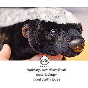 FRANKIEZHOU Honey Badger Stuffed Animal-Black 15.75",Realistic Badger Plush Toy, Honey Badger Stuffed Toy,Soft and Durable, Toy for Boy,Girl Toys,Gifts for Kids,Pillow Animals, Home Decor,Hugging Toy
