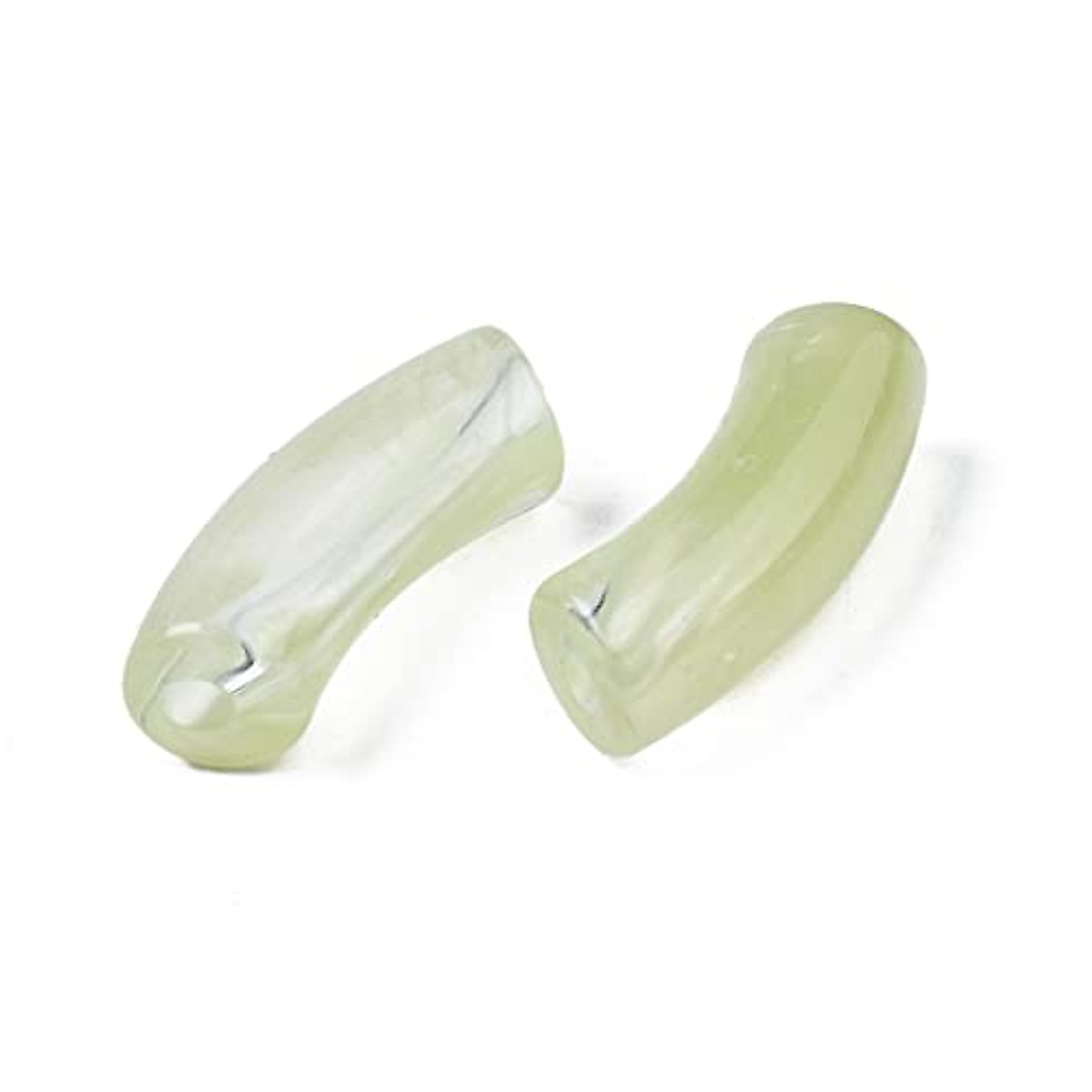 Spritewelry 148pcs/500g Acrylic Beads Imitation Gemstone Curved Tube Twist Long Spacer Beads Glass Loose Beads 36x13.5x11.5mm, Hole: 4mm for Jewelry Making (Yellow Green)