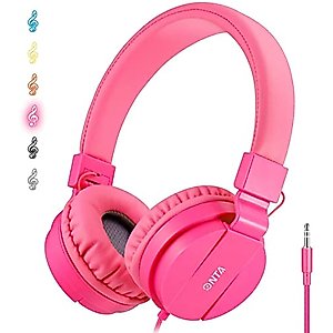 ONTA Kids Headphones for Boys Girls - Child Student Headset Wired Plug Toddler Earphones School Teen on Ear for Ipad | Computer | Smart Phone | Amazon Fire Tablet | Laptop | Plane Travel | Game, Pink