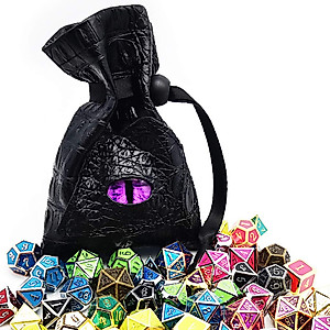 Haxtec Dragon Dice Bag Small Drawstring Leather DND Dice Pouch Storage Bag for D&D Dungeons and Dragons Gift, Coins and Accessories (Purple Eye) Patent Number D893867