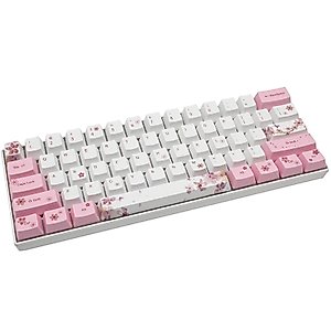 ZMX Cherry Blossom 61 Mechanical Keyboard,Hot Swappable 60％Compact Mechanical 5.0Bluetooth/Type-C Wired Dual-Mode RGB Backlit Dye-Sublimation PBT Keycap Gaming Keyboard(Black Switch, Pink)