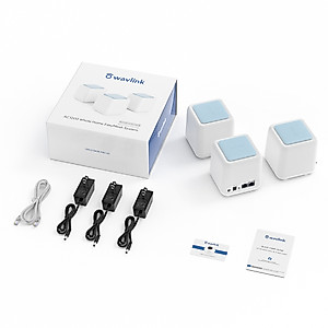 WAVLINK Mesh WiFi System Up to 3,000-4,000 sq. ft. Whole Home Coverage WiFi Router/Extender Replacement, Dual-Band 2.4GHz+5Ghz, 4 x Internal Antennas, Support Touch Link Function, 3-Pack