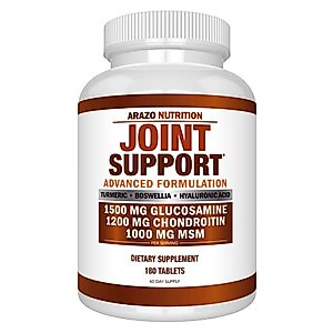 Glucosamine Chondroitin Turmeric Msm Boswellia - Joint Support Supplement for Relief 180 Tablets - Arazo Nutrition