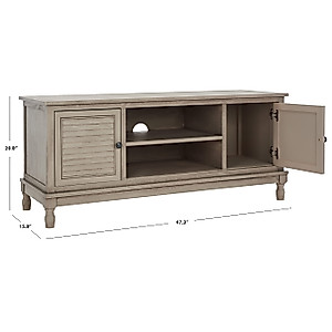 SAFAVIEH Home Collection Tate Greige 2-Door 1-Shelf Entertainment Media Stand up to 55" Flatscreen TV