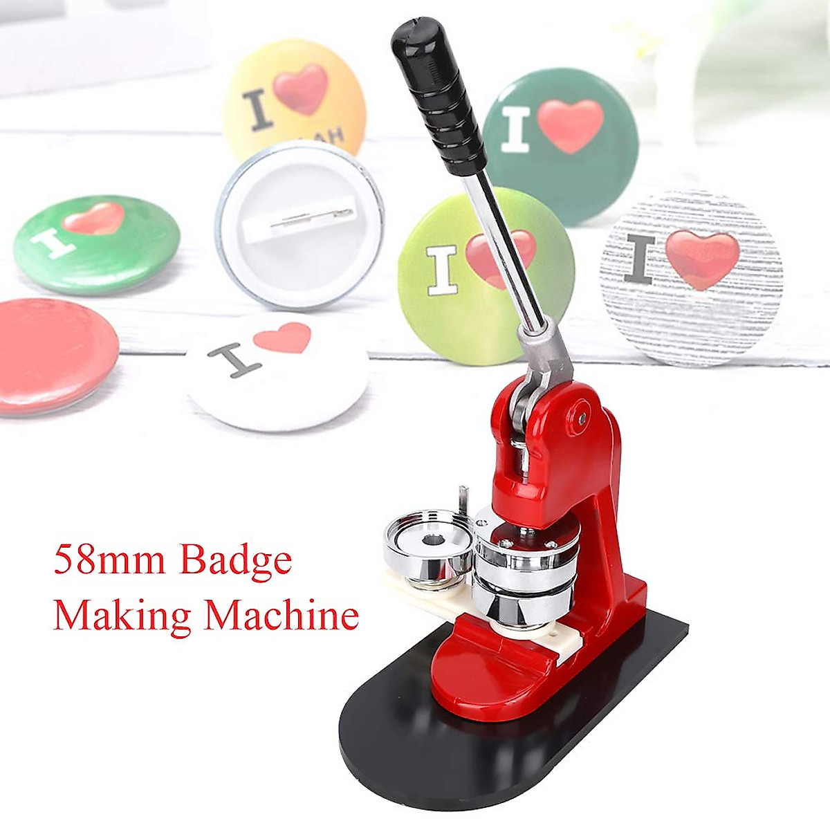 Tyenaza Badge Making Machine, 58mm(2.25 inch) Button Maker Pressing Machine DIY Gifts Pin Maker with 800pcs Button Parts