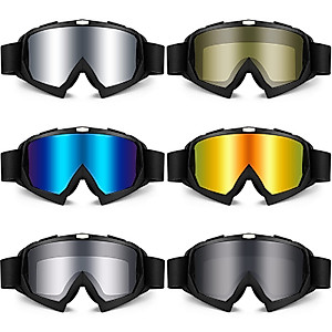 6 Pair Dirt Bike Motorcycle Goggles ATV Goggles Motocross Eyewear Dustproof Windproof Racing Goggles Riding Anti Scratch Glasses Powersports Mountain Biking Goggles Ski Goggles for Men Women
