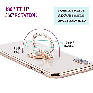 lenoup Glitter Bling Bling Phone Ring Holder, Sparkle Phone Ring Artificial Diamond Stand, Rhinestone Cell Phone Finger Ring for Phones,Pad(Rose Gold)