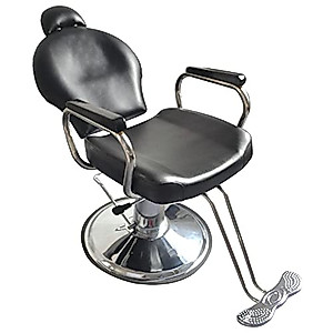 FOPEAS 8735 Man Barber Chair Salon Chairs for Hair Stylist Barber Chair Hydraulic Hair Stylist Chair Barber Chair Salon Equipment with Headrest Black