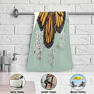 Hand Towels,2 Pack Monarch Butterfly Illustration Drawn in Pen with Digital Color Soft Luxury Towel for Bathroom Kitchen, Beach