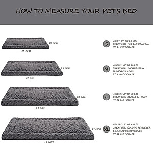 Washable Dog Bed Mat Reversible Dog Crate Pad Soft Fluffy Pet Kennel Beds Dog Sleeping Mattress for Large Jumbo Medium Small Dogs, 41 x 27 Inch, Gray