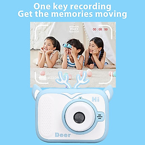 20MP Kid Camera, 2 Inch Color Display Timer Video 1080P USB Digital Camera with Card Reader for School (Blue+White)