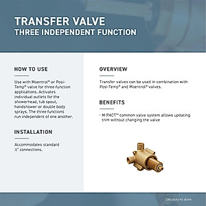 Moen TS2172 Via 3-Function Transfer Modern Valve Trim Kit, Valve Required, Chrome