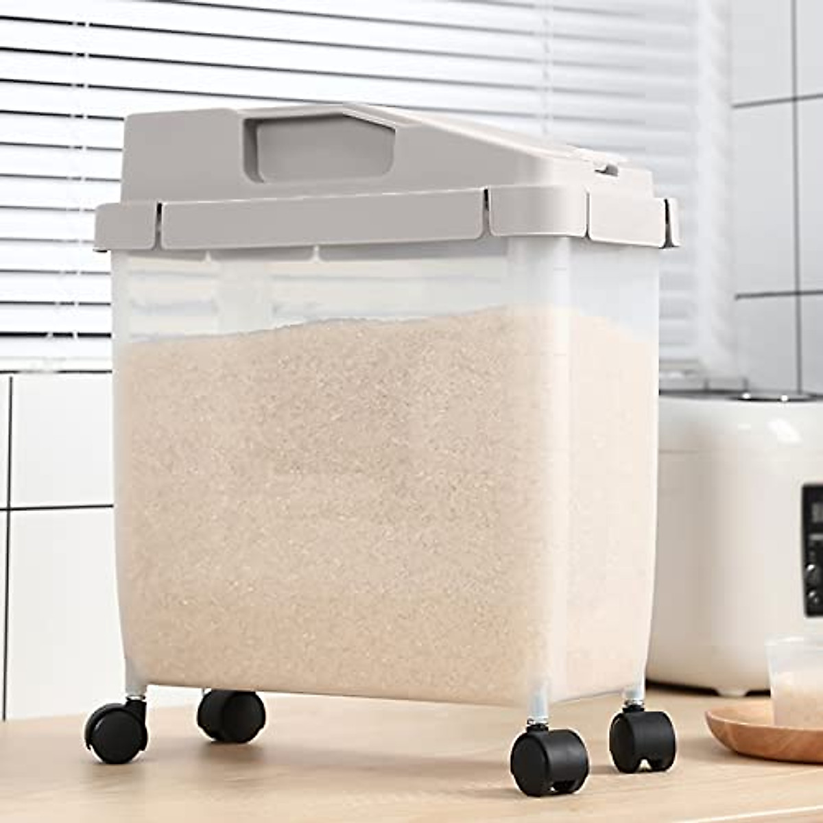 Rice Container 20l Food Grain Container, Portable Rice Container with Measuring Cup, Large Capacity for Storage, Suitable for Kitchen Video Storage