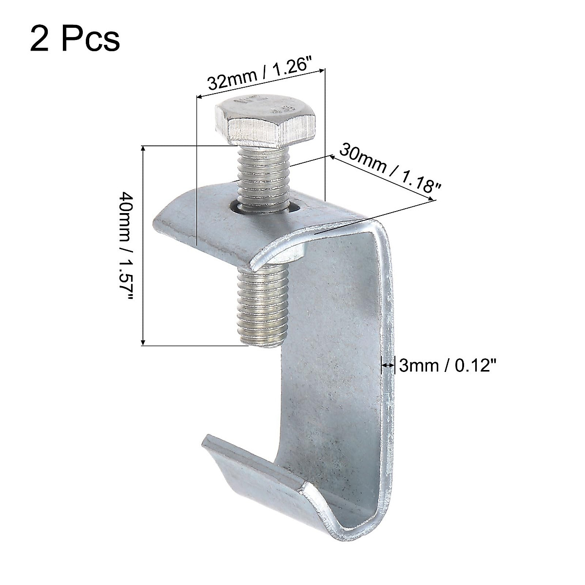 uxcell Galvanized Steel M10 G Clamp Duct Flange Clip for Rectangular Tube Connection 2 Pcs