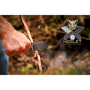 Off-Grid Knives - HOGLET EDC Fixed Blade Knife, Blackwash Blade, G10 Scales & Kydex Sheath with Scout Carry and Vertical Carry Belt Clip, Camping, Hunting, Hiking, Camp Kitchen (Blackout)