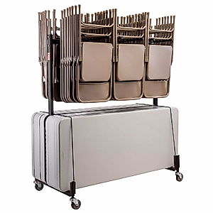 Global Industrial Double Tier Chair and Table Cart, Holds 42 Chairs / 8-10 Tables