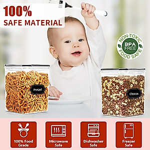 Skroam 4PCS Airtight Food Storage Containers with Lids 5.2L/176oz, Flour Storage Container for Kitchen Pantry Organizers and Storage, Storage Containers for Pantry, Measuring Cup & 20 Labels