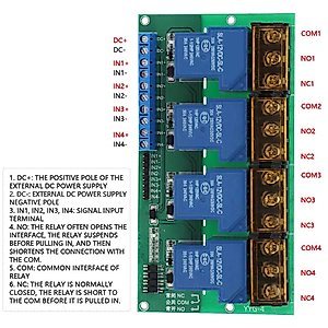 30A 4 Channel Relay Module Expansion Board for Raspberry Pi DSP AVR PIC ARM (12VDC)