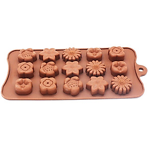 X-Haibei Small Mixed Flowers Soap Ice Cube Chocolate Jello Mold Silicone Mold 0.5oz per Cell