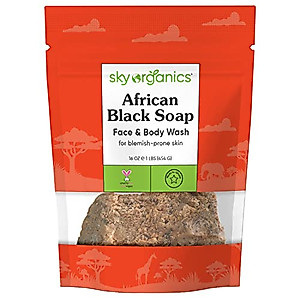 Sky Organics - African Black Soap Bar, 16 oz - Deep Cleansing Face Wash & Body Wash - Cocoa Pod Ash - Blemish, Oily & Combo Skin - Natural, Vegan & Cruelty Free - Skin Care