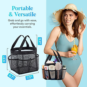 Lifewit Mesh Shower Caddy Freestanding Portable Shower Tote Bag for College Dorm, Bathroom, Gym, Travel, Quick Dry Hanging Shower Organizer with 7 Storage Pockets for Toiletry Essentials, Grey