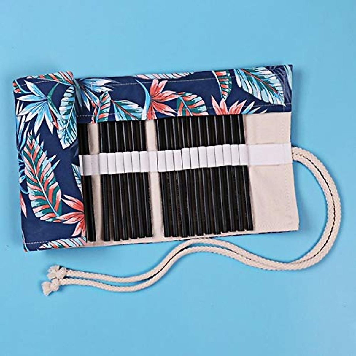 36 Slots Canvas Pencil Roll Case Large Capacity Pencil Holder Colored Pencils Wrap Brush Pouch Bag for Student Art Supplies(#3)