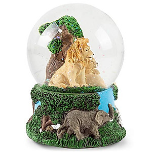 Elanze Designs Lions Zebras Elephants and Giraffes 100MM Music Water Globe Plays Tune Born Free