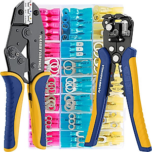 haisstronica Crimping Tool for Heat Shrink Connectors Set with 280PCS AWG 22-10 Marine Grade Heat Shrink Wire Connectors and Wire Stripper