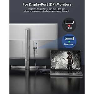 Maxonar VESA Certified USB C to DisplayPort 1.4, 8K 60Hz Thunderbolt 4/3 /USB4 to DP Cable 3.3FT/1M(4K 60Hz 144Hz 120Hz 2K 240Hz) 32.4Gbps HBR3 Alt Mode Adapter for Mac Studio, M2 M1 MacBook - Black