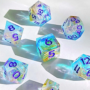 Juome Dice Resin Molds Silicone, DND Dice Silicone Molds for Epoxy Resin Casting with 7 Standard Stereoscopic Dice Cavities, Resin Mold for DIY Dices Making, Table Board Game Dice Lovers Gift