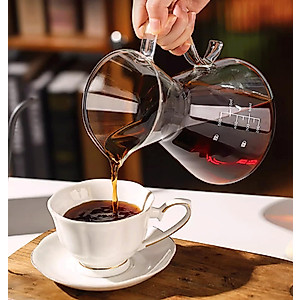 COFISUKI Pour Over Coffee Maker - Elegant Drip Coffee Maker with Reusable Stainless Steel Filter/Dripper, Lead-Free Borosilicate Glass Coffee Carafe for 1-4Cup (500ml/17oz)