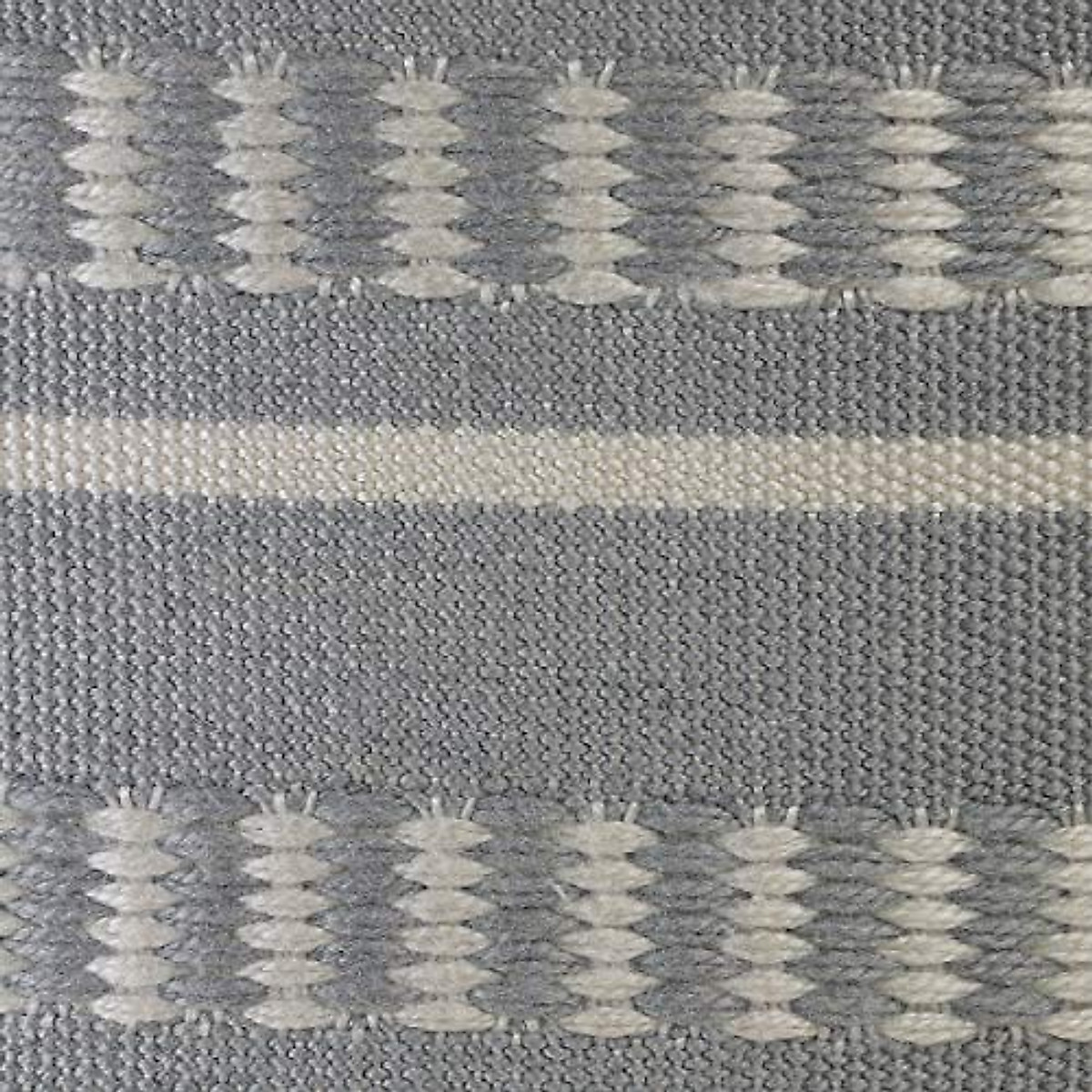 LR Home Dash and Stripe Geometric Indoor Outdoor Pouf, Blue/White, 20" x 20" x 20"