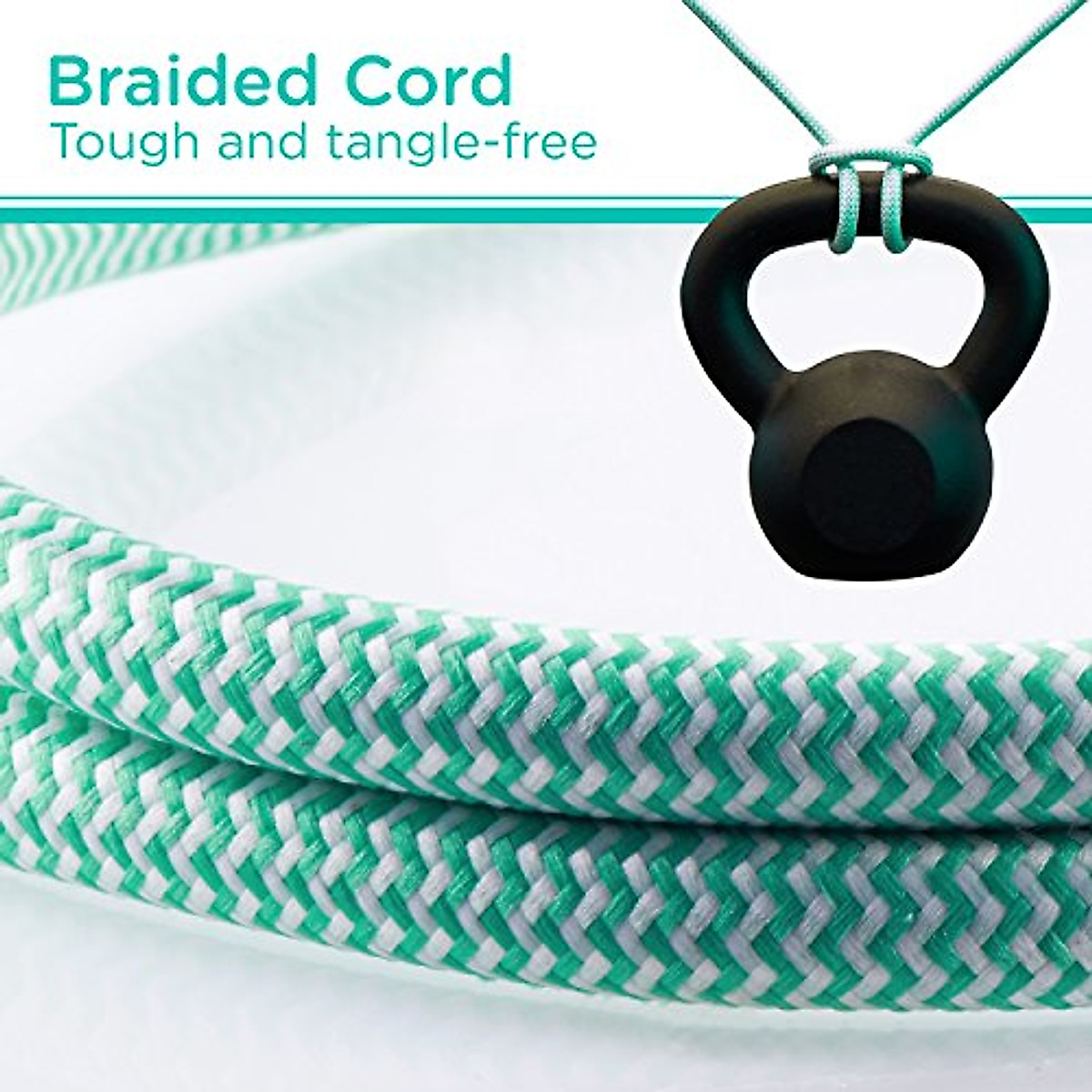 Cordinate 6-Outlet Surge Protector, Power Strip, Flat Plug, Braided Cord, Decorative, 3 ft Power Cord, Wall Mount, Tangle-Free, Warranty, Green, 41640 