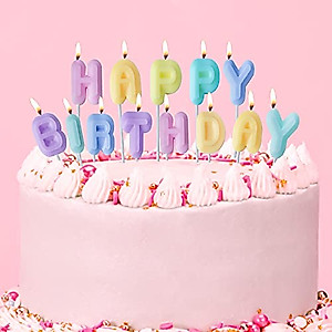 Berkebun Happy Birthday Cake Candles with Fun Colorful Candle Holders Included; for Birthday Cakes to Make it a Magical,CelebrationMacaroon Color Birthday Candles