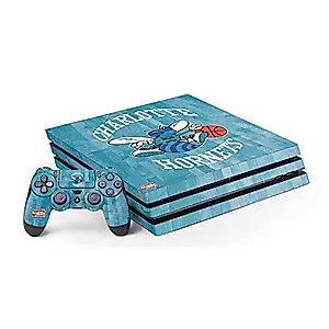 Skinit Decal Gaming Skin Compatible with PS4 Pro Console and Controller Bundle - Officially Licensed NBA Charlotte Hornets Hardwood Classics Design