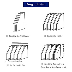 SAYEEC Desktop File Magazine Folder Holder 4 Section Plastic Hollow Documents Foldable Organizer File Cabinet Shelf Frames Dividers Rack Display and Storage