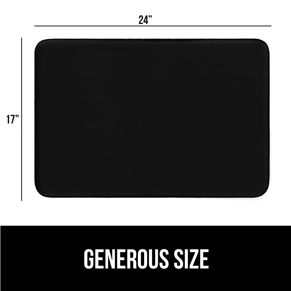 Gorilla Grip Thick Memory Foam Bath Rugs, Soft Absorbent Velvet Bathroom Mats, Durable Dots on Underside, Machine Washable Bathmat, Carpet Rug Room Decor for Shower Floor, 24x17 Mat, Black