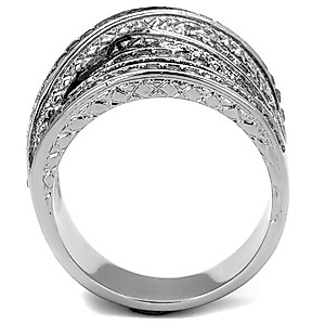 Marimor Jewelry Women's Round Cut Cubic Zirconia Stainless Steel Anniversary Ring Size 7