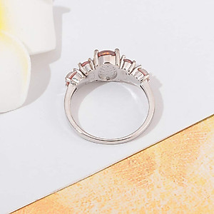 CiNily Orange Fire Opal Ring Women Jewelry Silver Plated Gemstone Ring Size 7