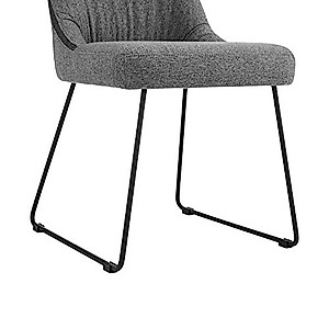 Armen Living Quartz Gray Fabric and Metal Dining Room Chairs-Set of 2, 34" H